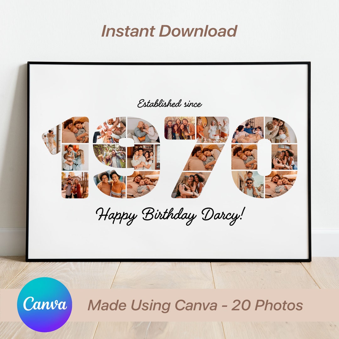 Personalized 1970 Birthday Poster | Vintage Photo Collage | 54th ...