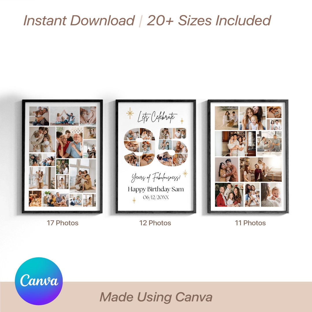 95th Birthday Sign: Celebrating the 95, Personalizable Picture Collage ...