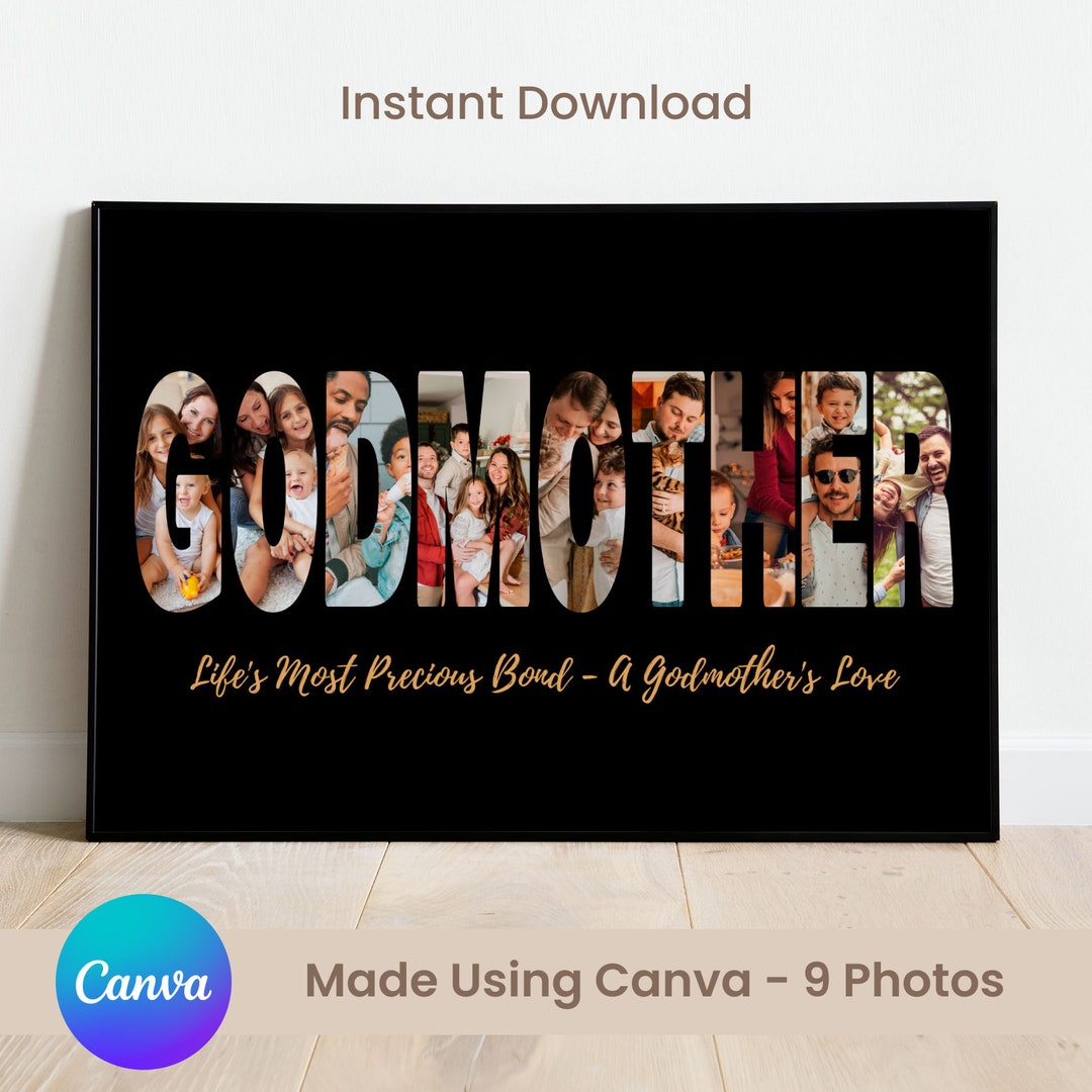 Editable Godmother Photo Collage Print - Personalized Godmom Gift for ...