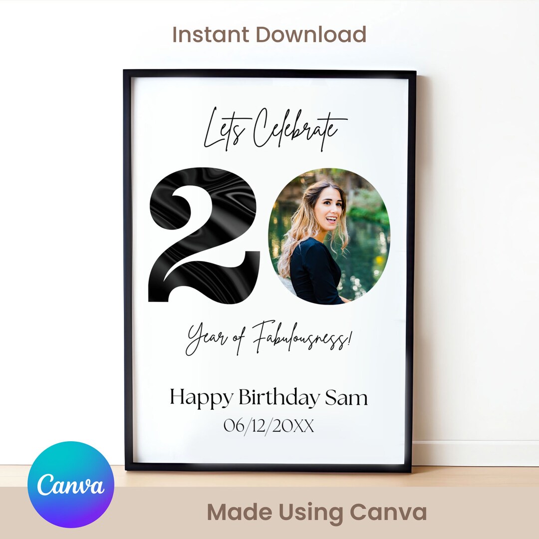 20th Birthday Sign: Celebrating the 20, Personalizable Picture Collage ...