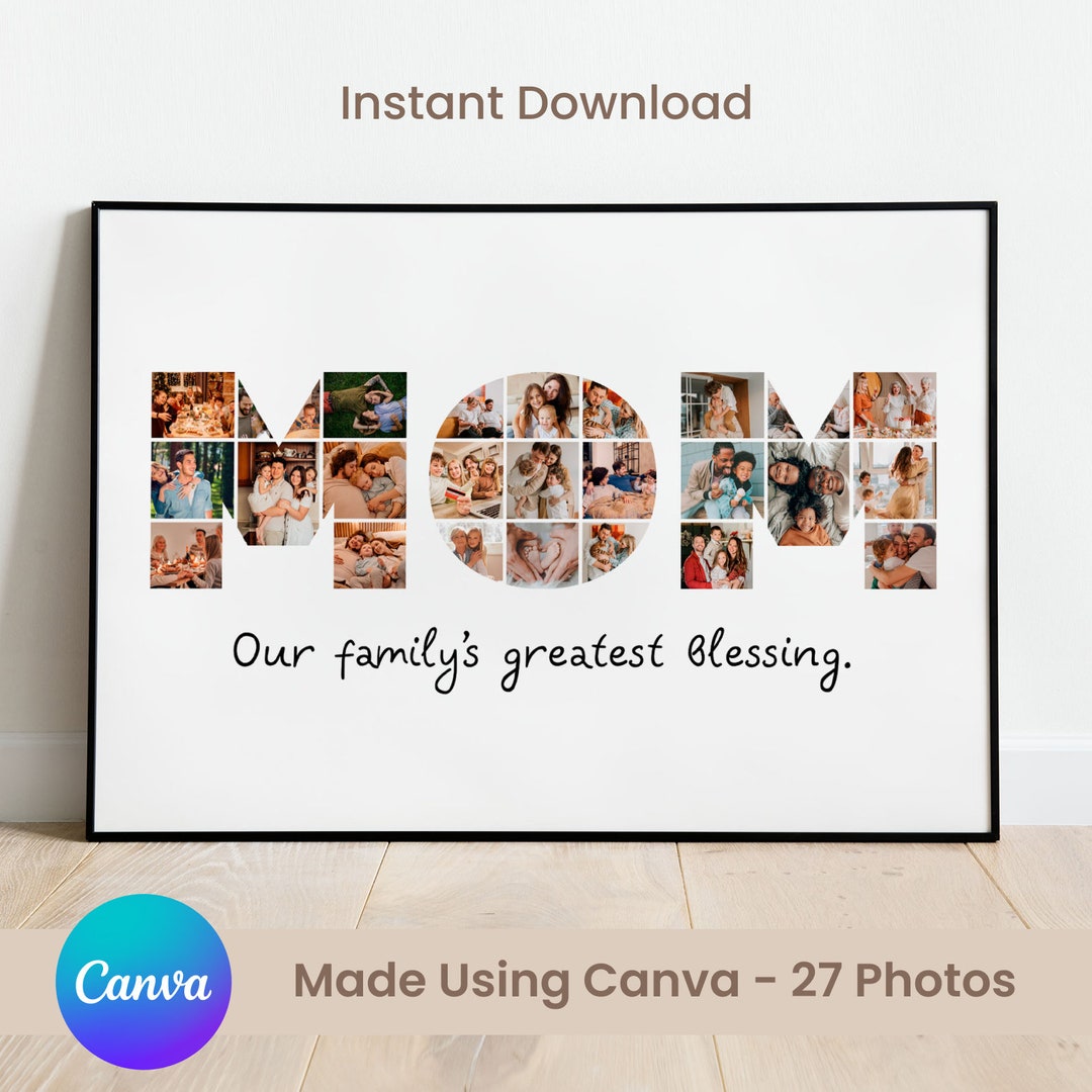 Editable Mom Photo Frame Mom Photo Collage Montage Personalized Mom Frame Mom Photo Frame
