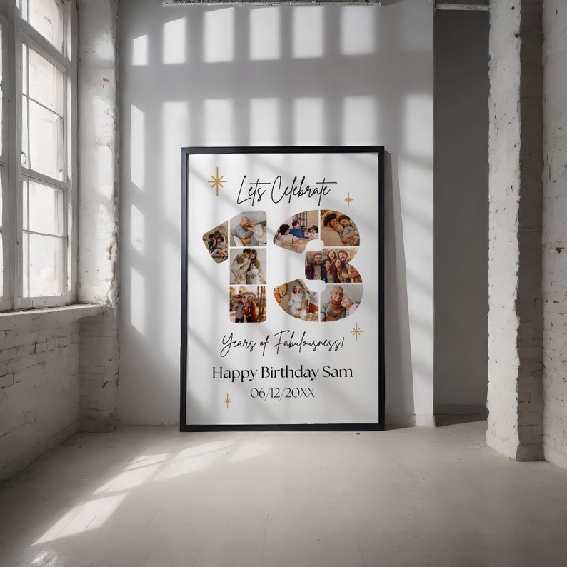 13th Birthday Sign: Celebrating the 13, Personalizable Picture Collage ...