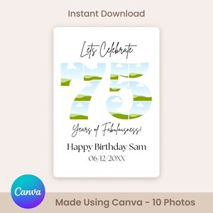 75th Birthday Sign: Celebrating the 75, Personalizable Picture Collage ...