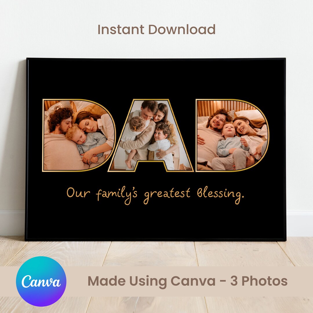 DAD Photo Frame, Dad Photo Collage Montage, Personalized DAD Frame, DAD ...