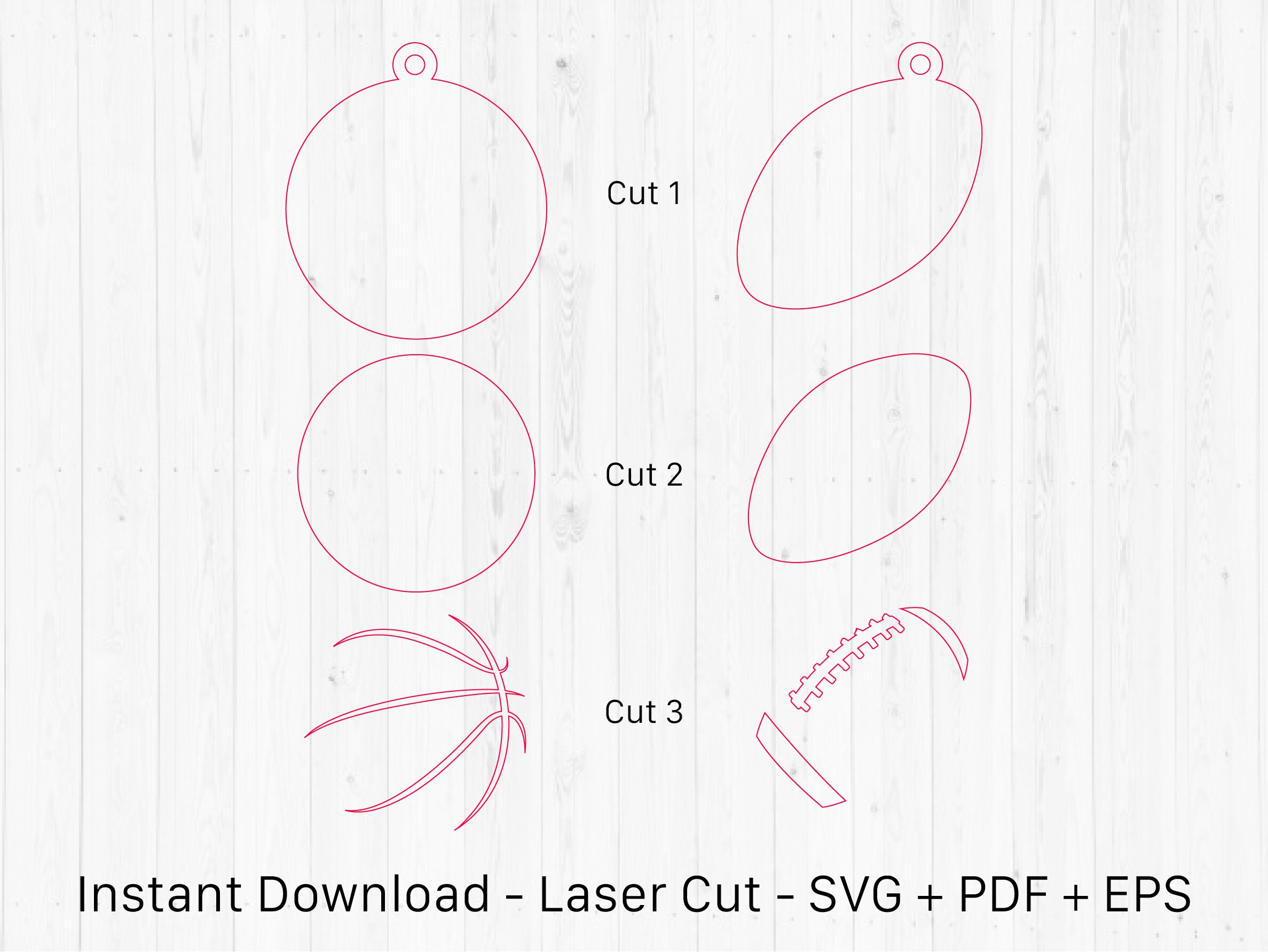 Football Ornament Cut Files - Split Football Christmas Ornament ...