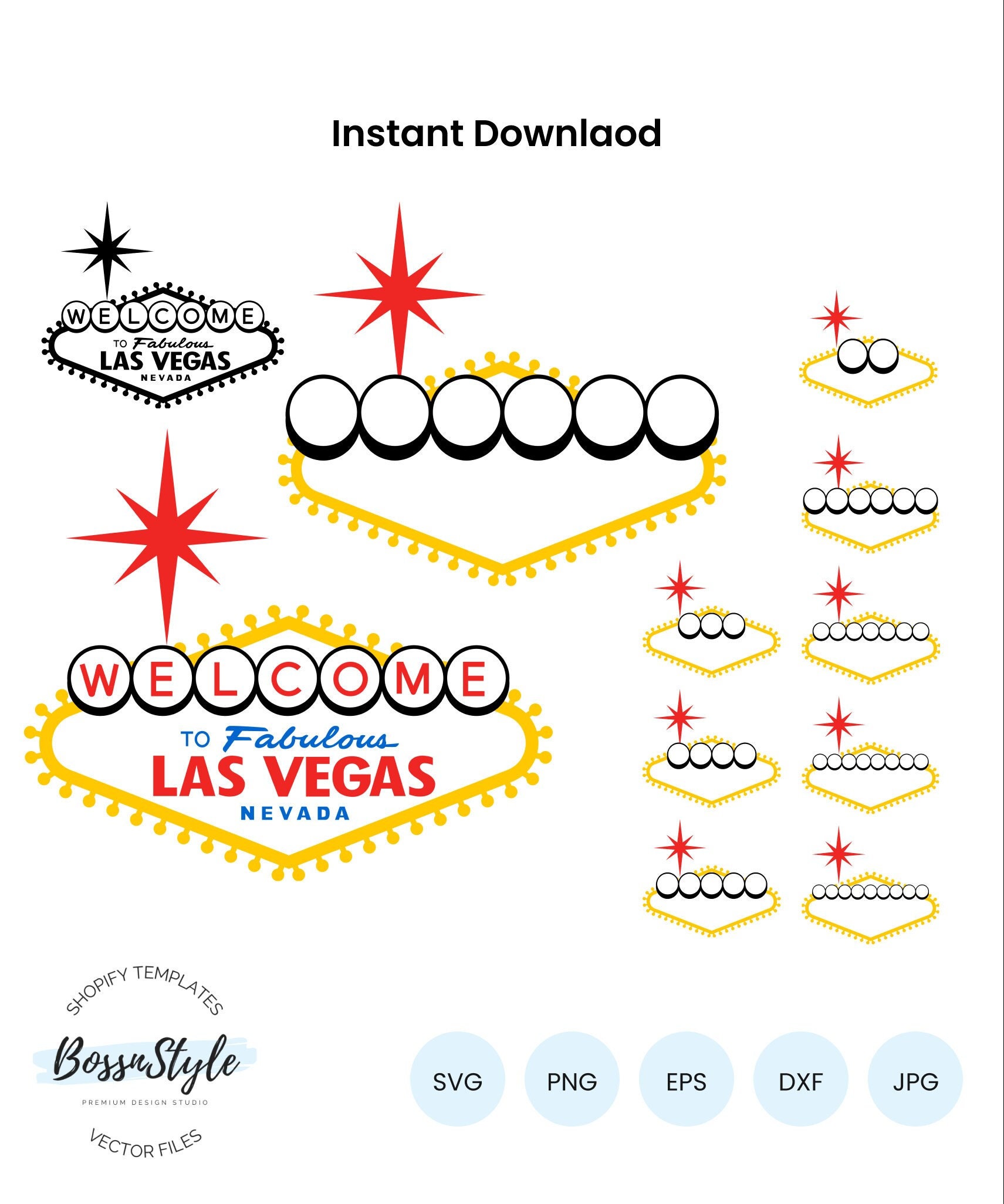 Las Vegas Sign Blank Clipart / Cutting Files Svg Png Jpg Dxf - Etsy