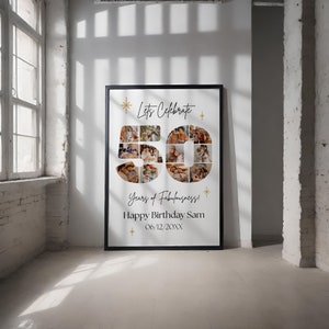 50th Birthday Sign: Celebrating the 50, Personalizable Picture Collage ...