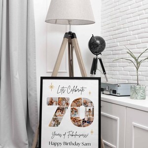 70th Birthday Sign: Celebrating the 70, Personalizable Picture Collage ...