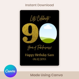 90th Birthday Sign: Celebrating the 90, Personalizable Picture Collage ...
