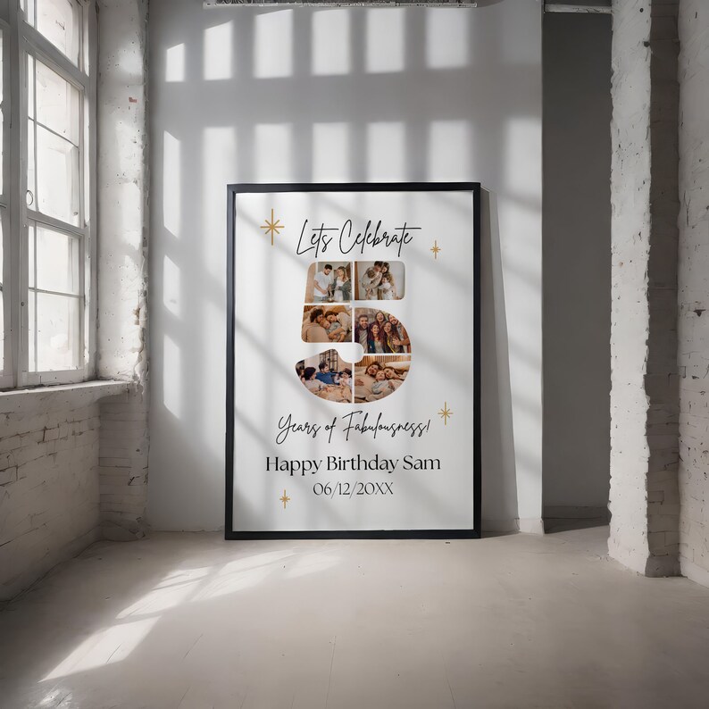 5th Birthday Sign: Celebrating the 5, Personalizable Picture Collage ...