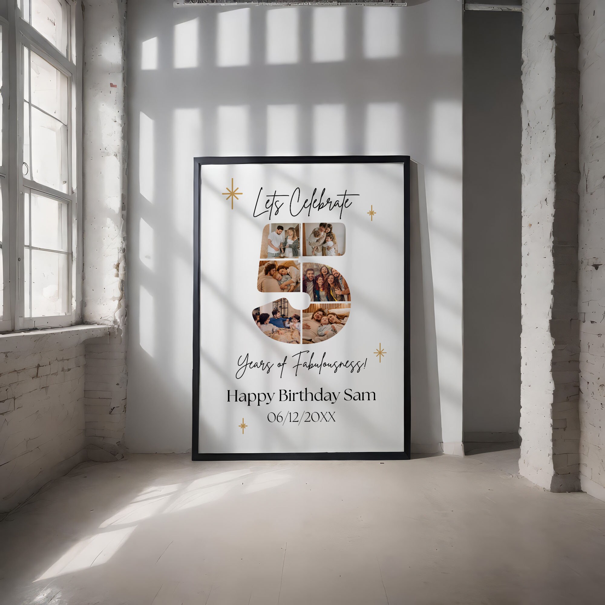 5th Birthday Sign: Celebrating the 5, Personalizable Picture Collage ...