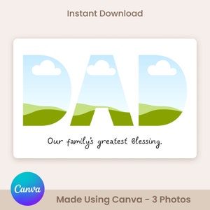 Editable DAD Photo Frame, Dad Photo Collage Montage, Personalized DAD ...