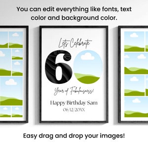 60th Birthday Sign: Celebrating the 60, Personalizable Picture Collage ...