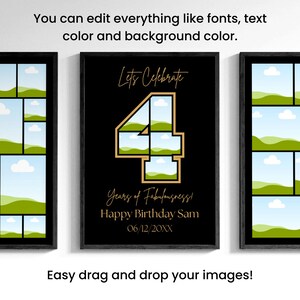 4th Birthday Sign: Celebrating the 4, Personalizable Picture Collage ...