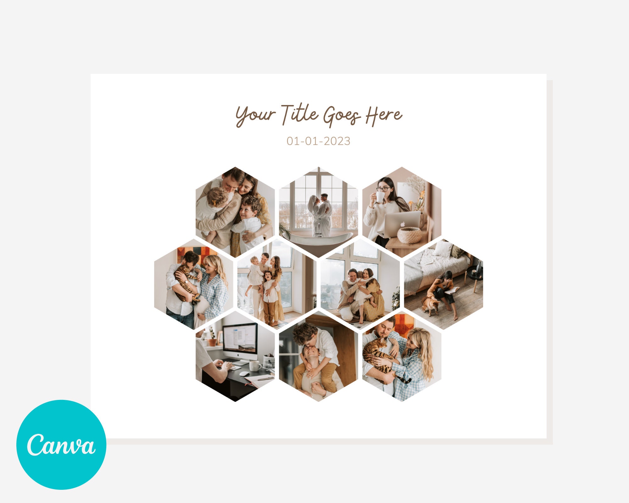 Honeycomb Photo Collage Template DIY on Canva. 8x10 Photo - Etsy