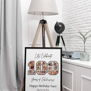 100th Birthday Sign: Celebrating the 100, Personalizable Picture ...