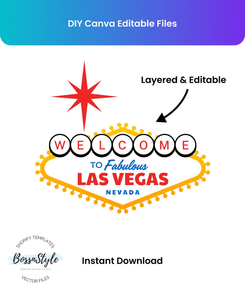 Editable Canva Las Vegas Sign Blank - Clipart / Digital Graphic Design ...