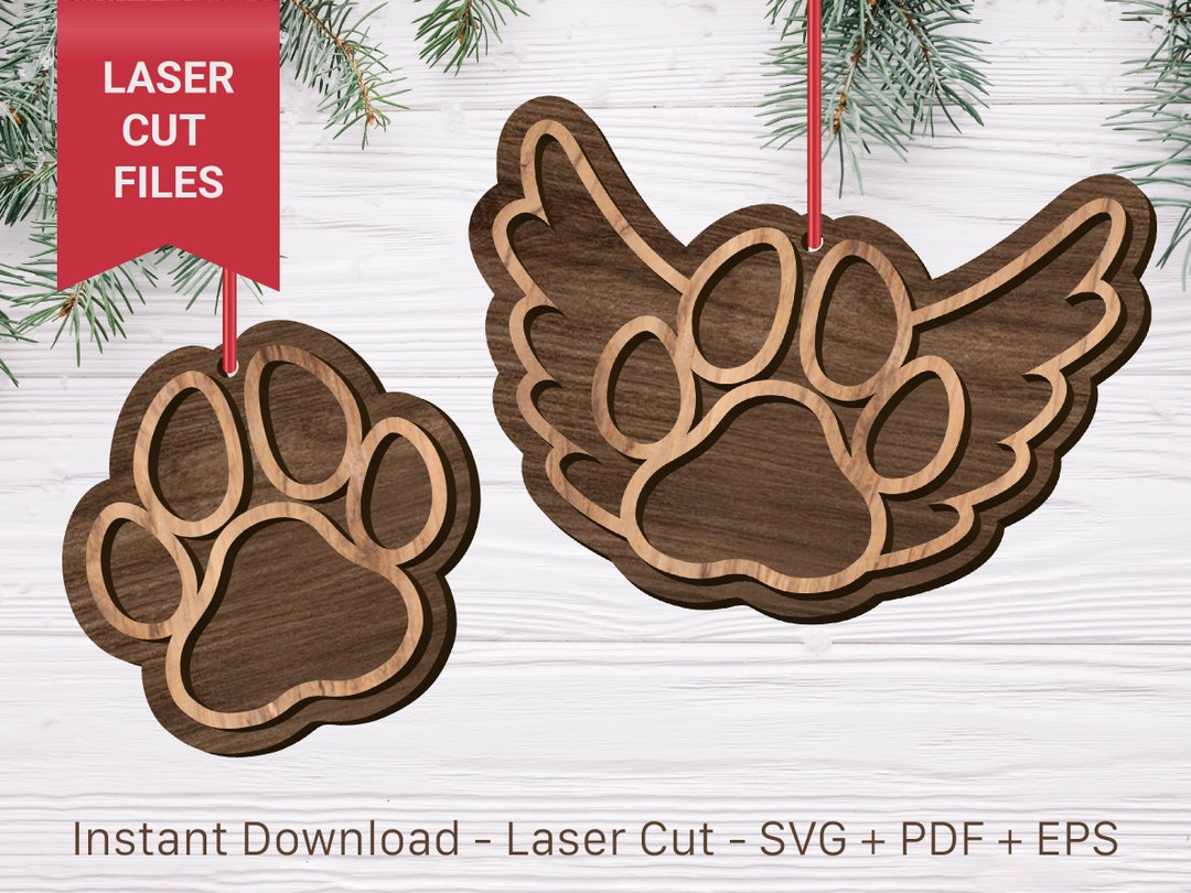 Dog Paw Tag, Laser Cut SVG File, Ornament Cut File, Glowforge Files - Etsy