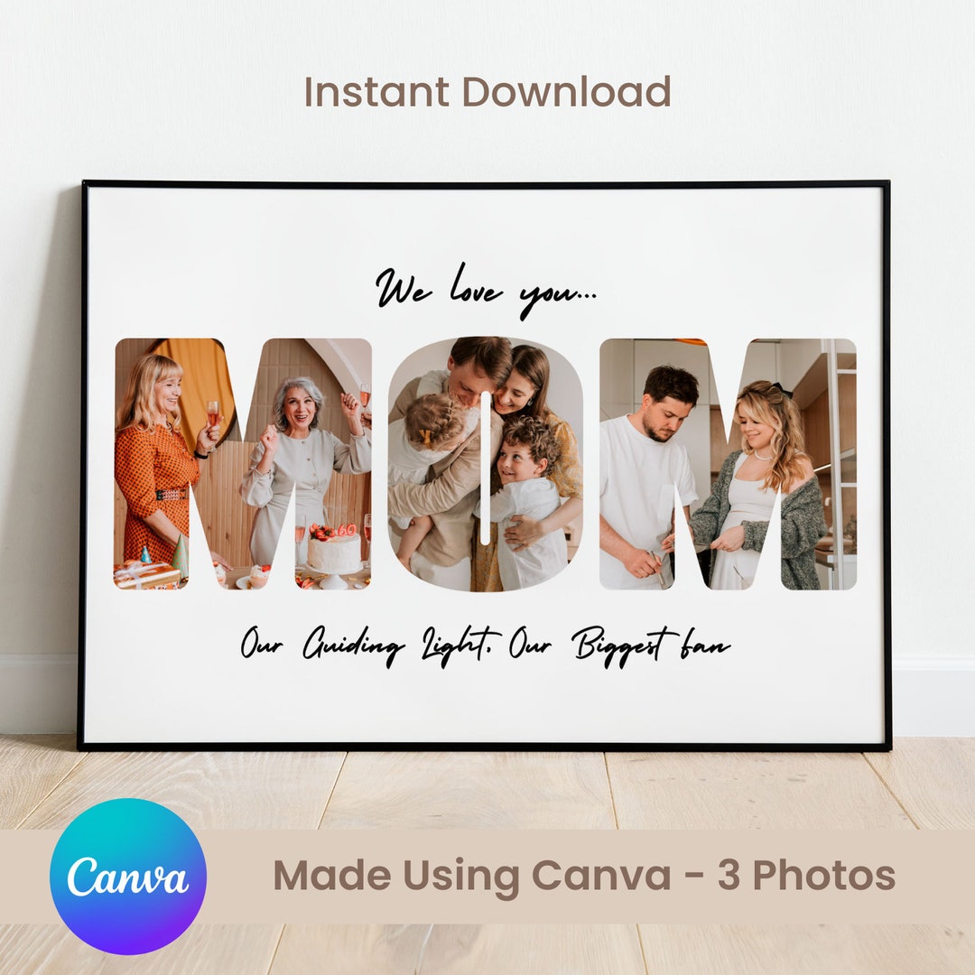 Editable Mom Photo Frame Mom Photo Collage Montage Personalized Mom Frame Mom Photo Frame