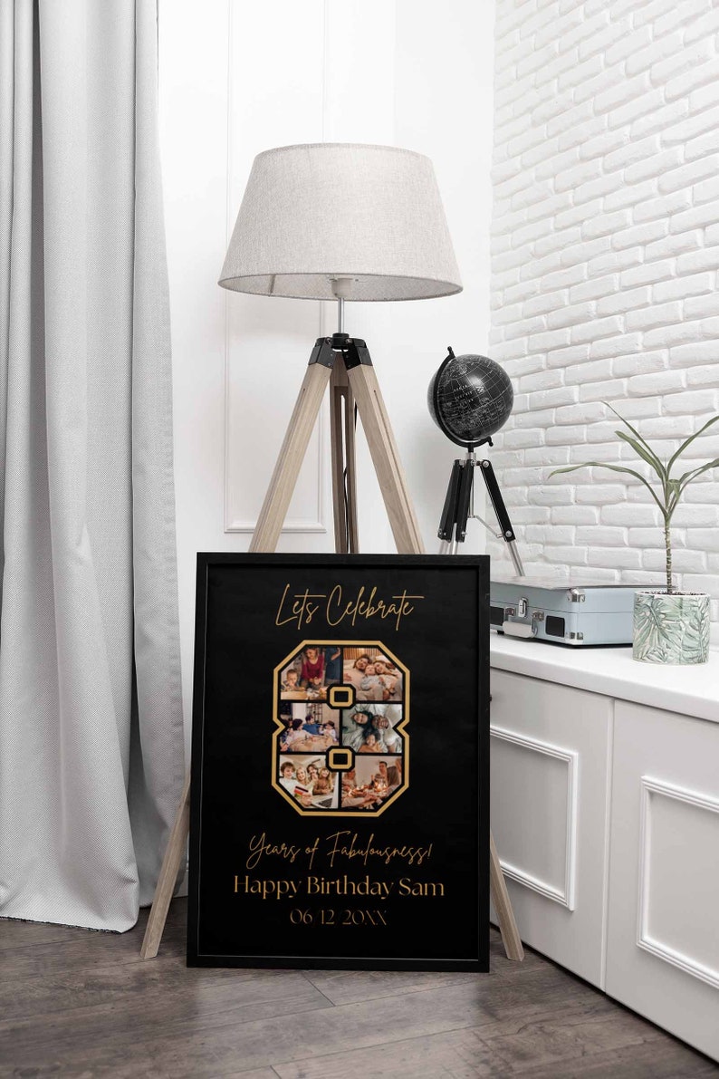 8th Birthday Sign: Celebrating the 8, Personalizable Picture Collage ...