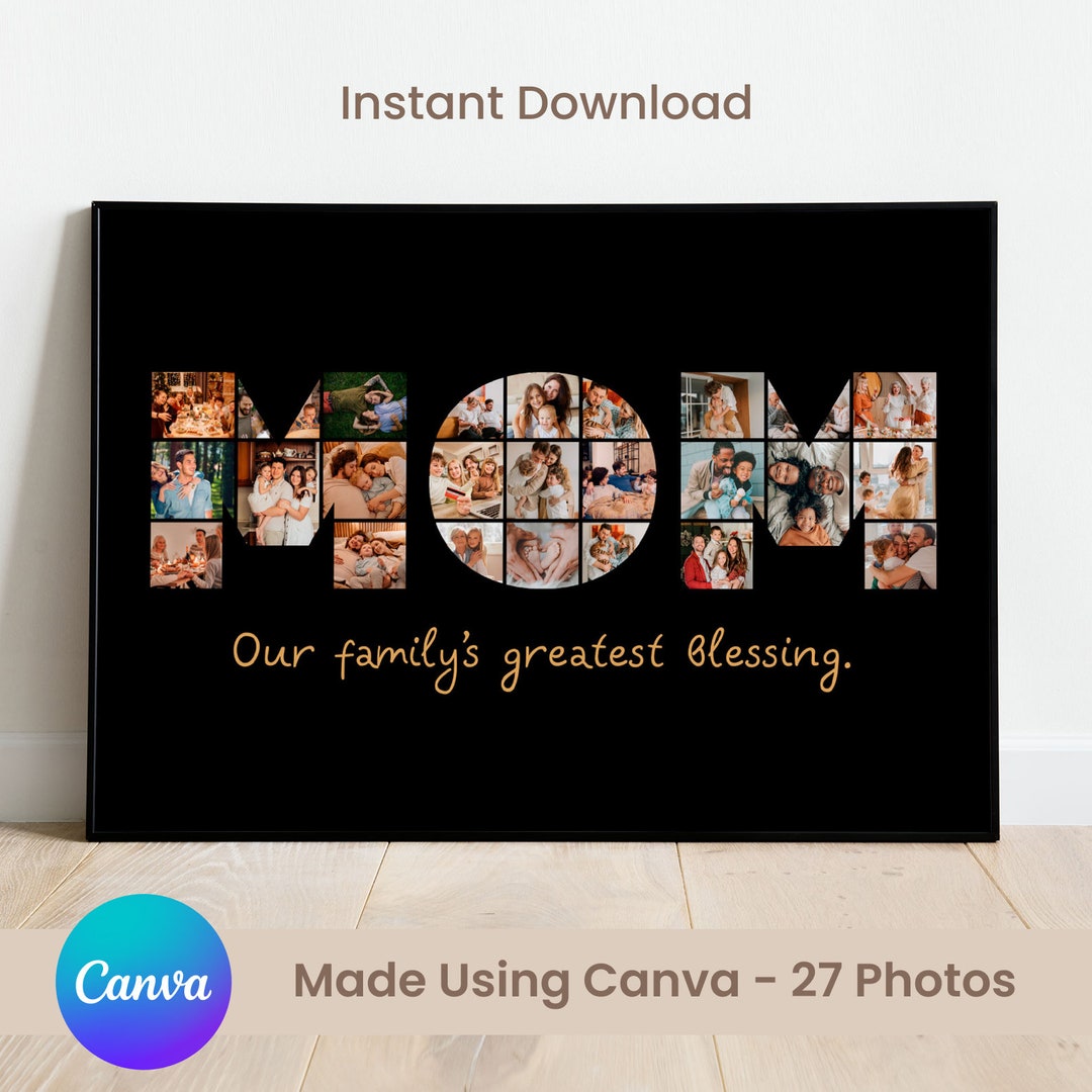 MOM Photo Frame, Mom Photo Collage Montage, Personalized MOM Frame, MOM ...