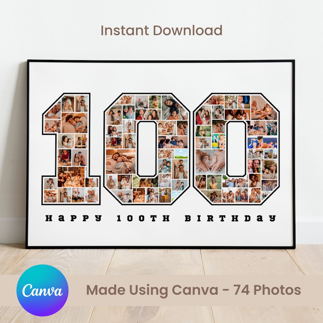 100th Birthday Sign: Celebrating the 100, Personalizable Picture ...