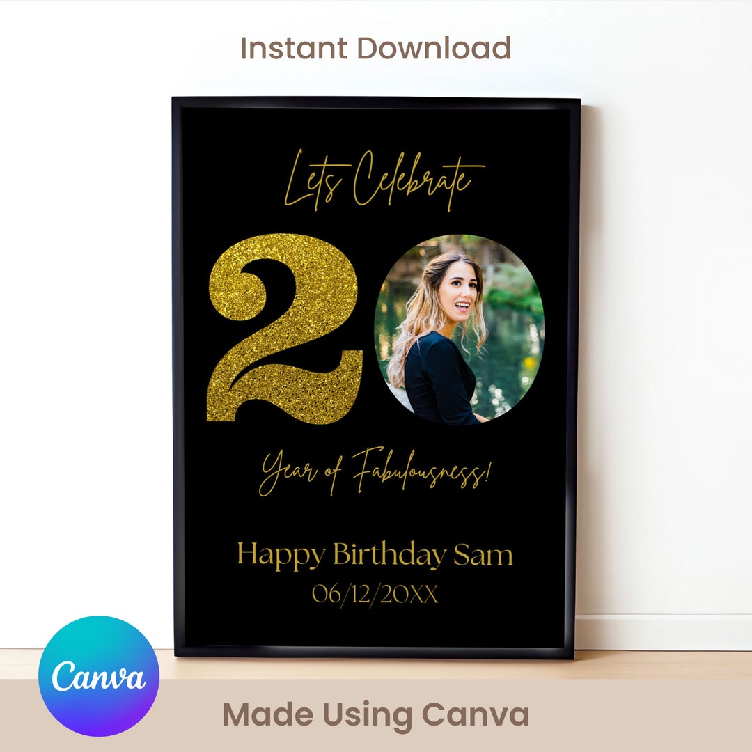 20th Birthday Sign: Celebrating the 20, Personalizable Picture Collage ...