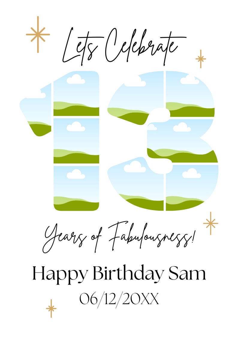 13th Birthday Sign: Celebrating the 13, Personalizable Picture Collage ...