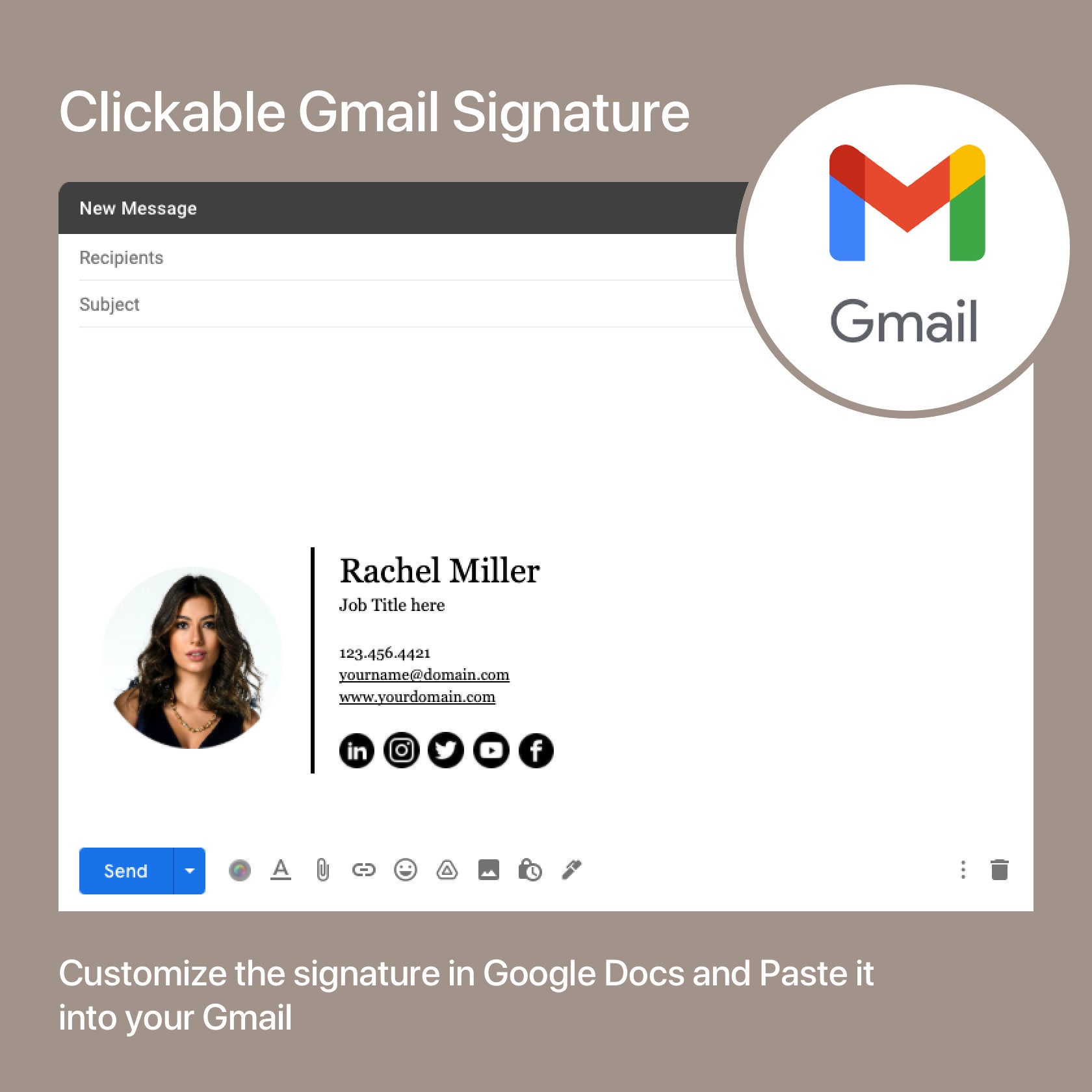 Gmail Email Signature Template. Email signature clickable | Etsy