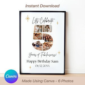 5th Birthday Sign: Celebrating the 5, Personalizable Picture Collage ...