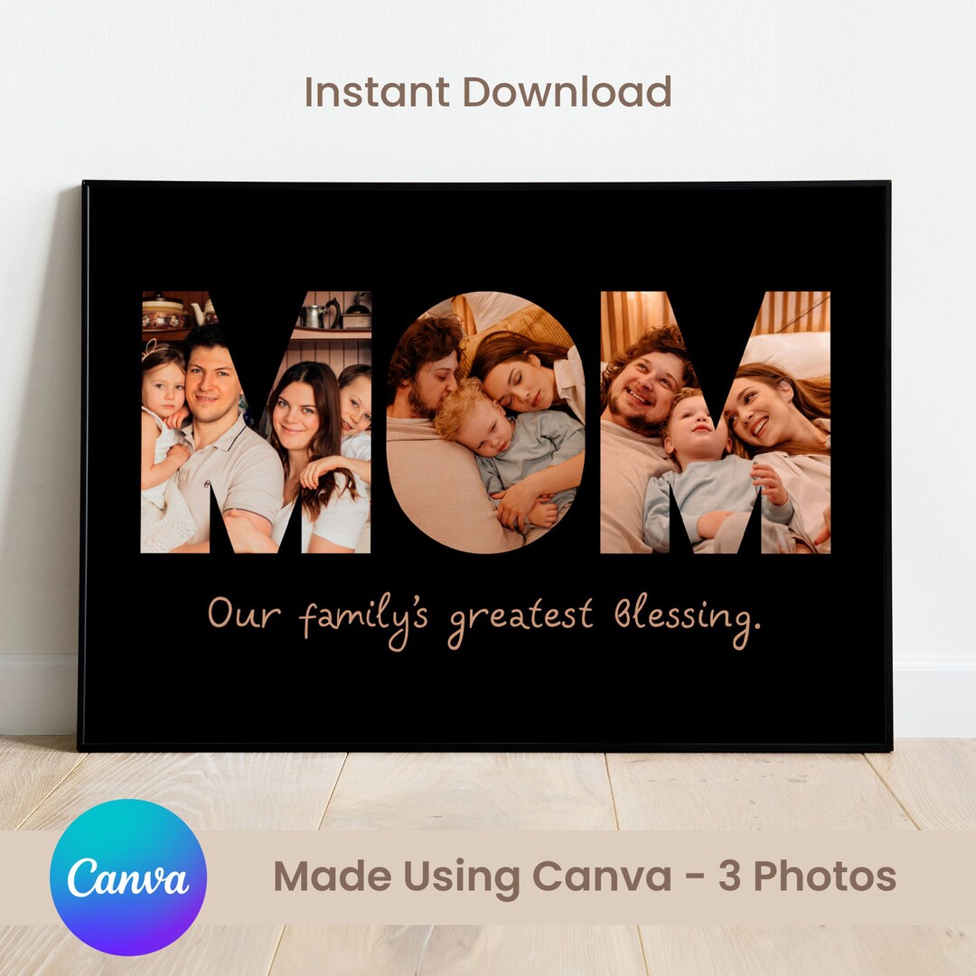 Editable MOM Photo Frame, Mom Photo Collage Montage, Personalized MOM ...