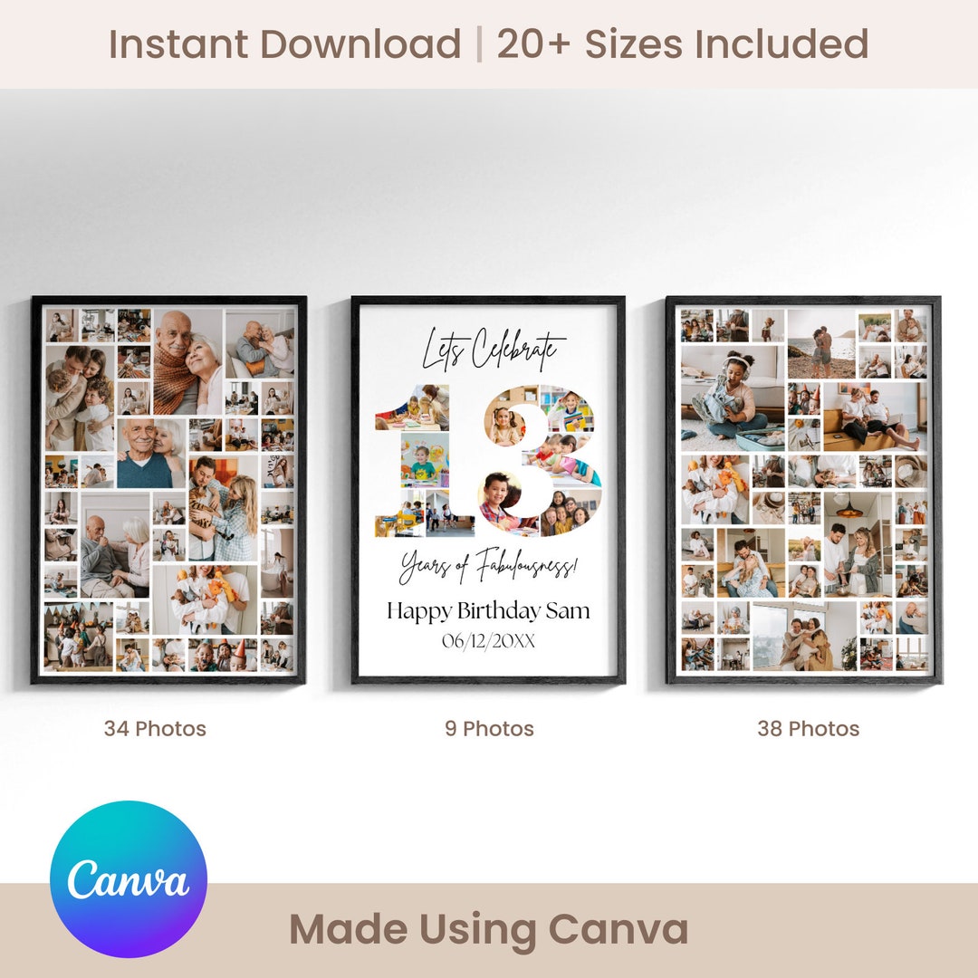 13th Birthday Sign: Celebrating the 13, Personalizable Picture Collage ...