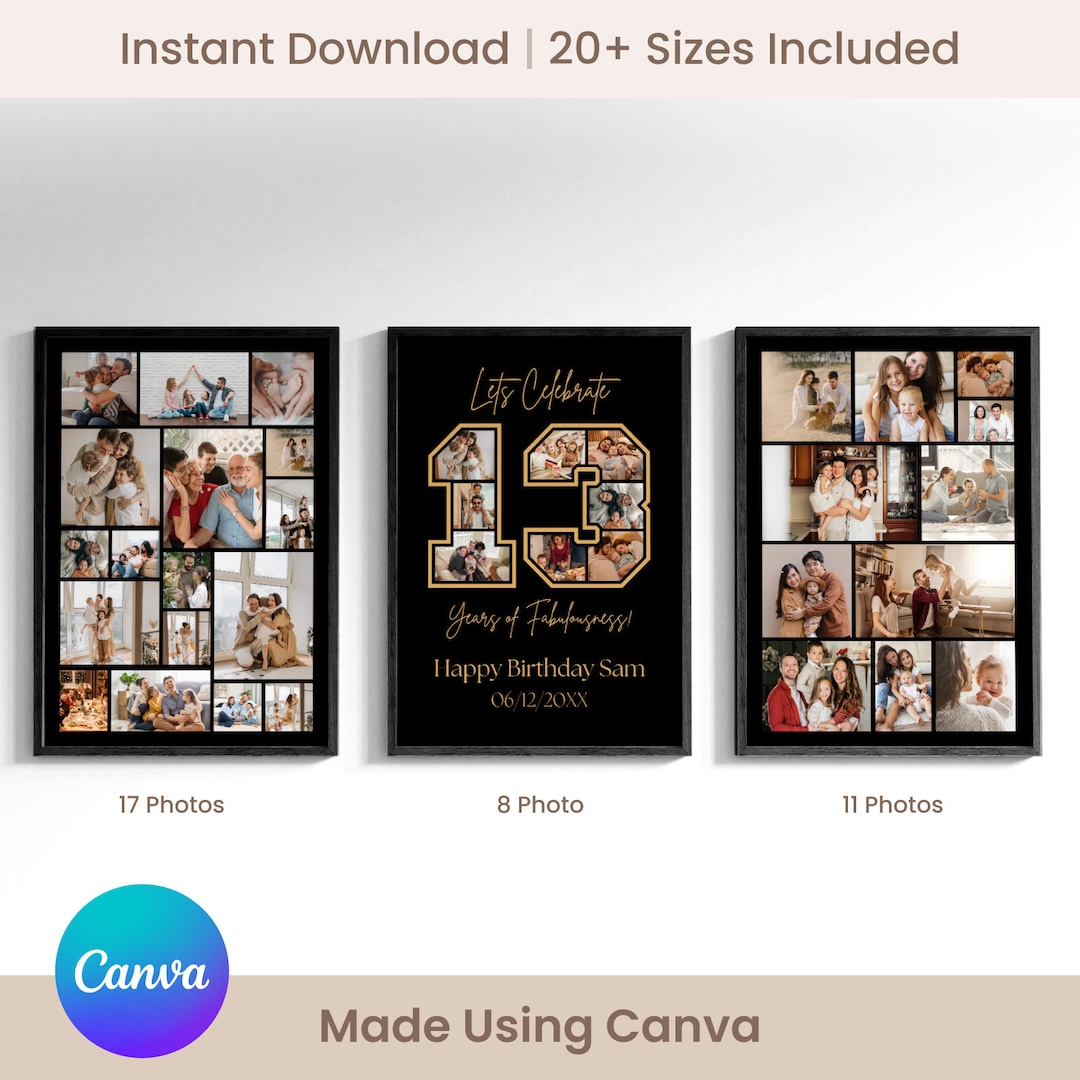13th Birthday Sign: Celebrating the 13, Personalizable Picture Collage ...