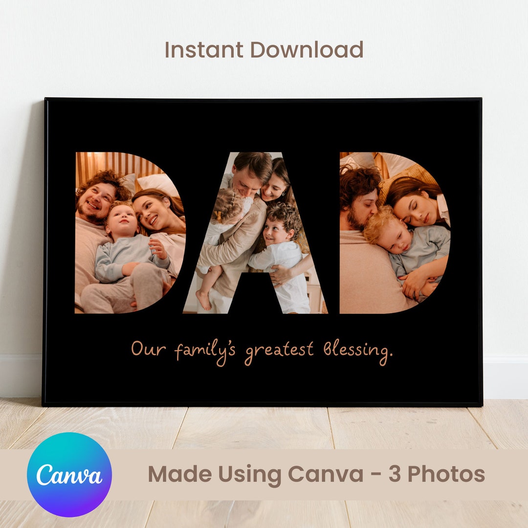 DAD Photo Frame, Dad Photo Collage Montage, Personalized DAD Frame, DAD ...