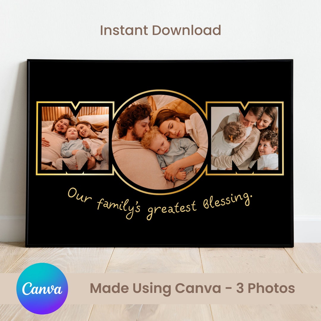 Editable MOM Photo Frame, Mom Photo Collage Montage, Personalized MOM ...