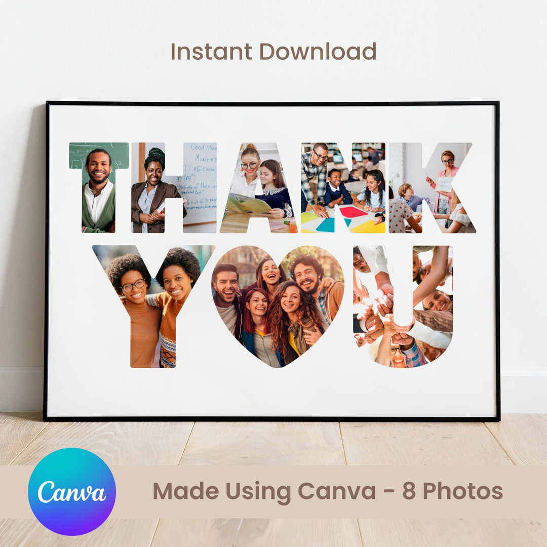 Editable Heartfelt Thank You Photo Collage Print Appreciation Gift for ...