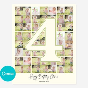 4th Year Birthday Photo Collage Easy Drag and Drop - DIY on Canva ...
