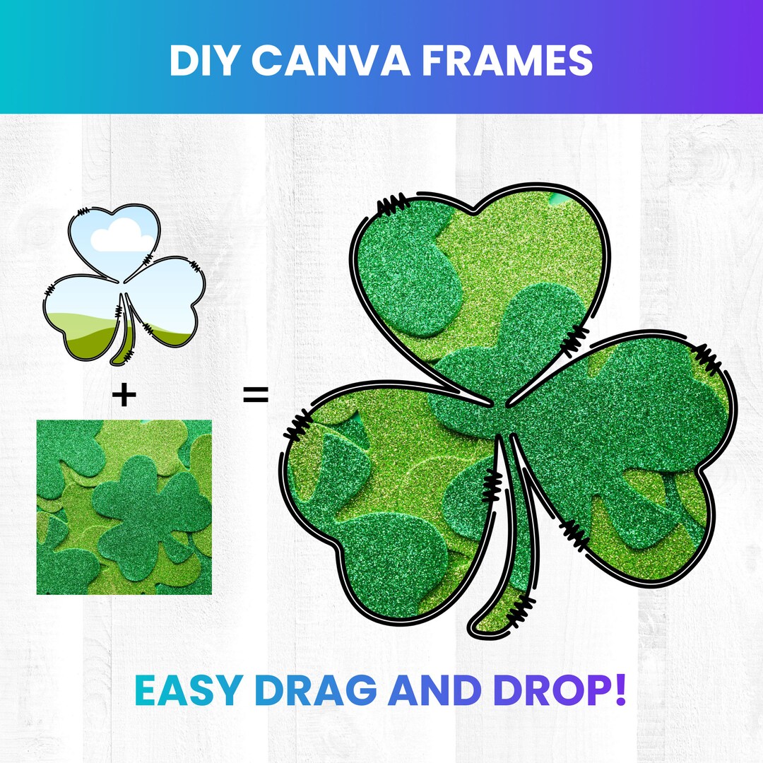 DIY Doodle Shamrock Easy Drag and Drop Canva Image Frame - on Canva ...