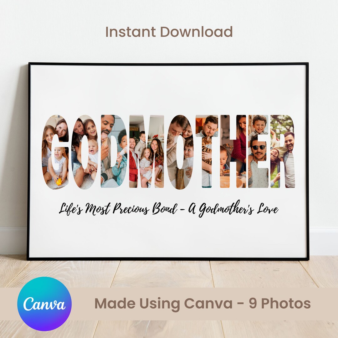 Editable Heartfelt Godmother Photo Collage Print Personalized Godmom ...