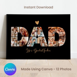 Editable DAD Photo Frame, Dad Photo Collage Montage, Personalized DAD ...