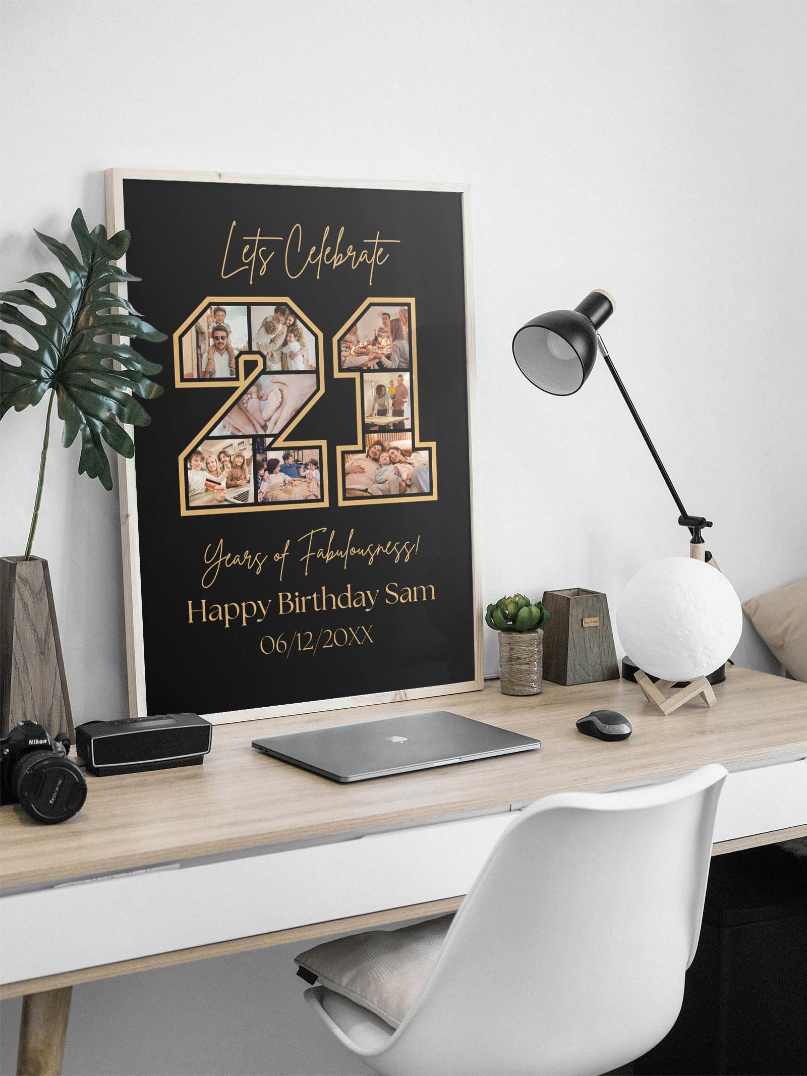 21st Birthday Sign: Celebrating the 21, Personalizable Picture Collage ...