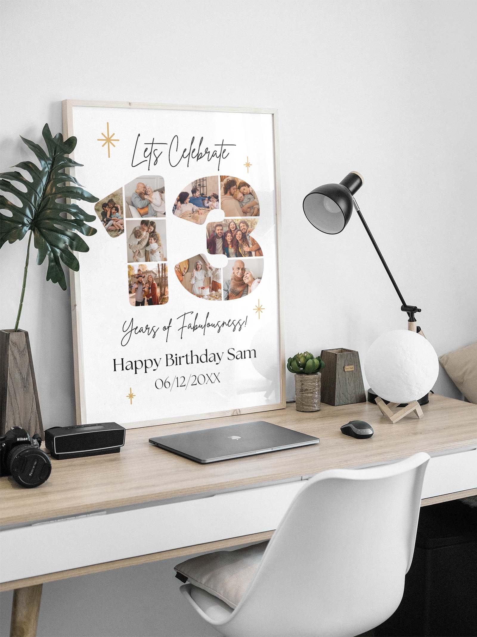 13th Birthday Sign: Celebrating the 13, Personalizable Picture Collage ...