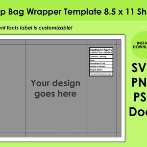 Chip Bag Template, Blank Template, Potato Chip Bag 8.5x11 Sheet SVG ...