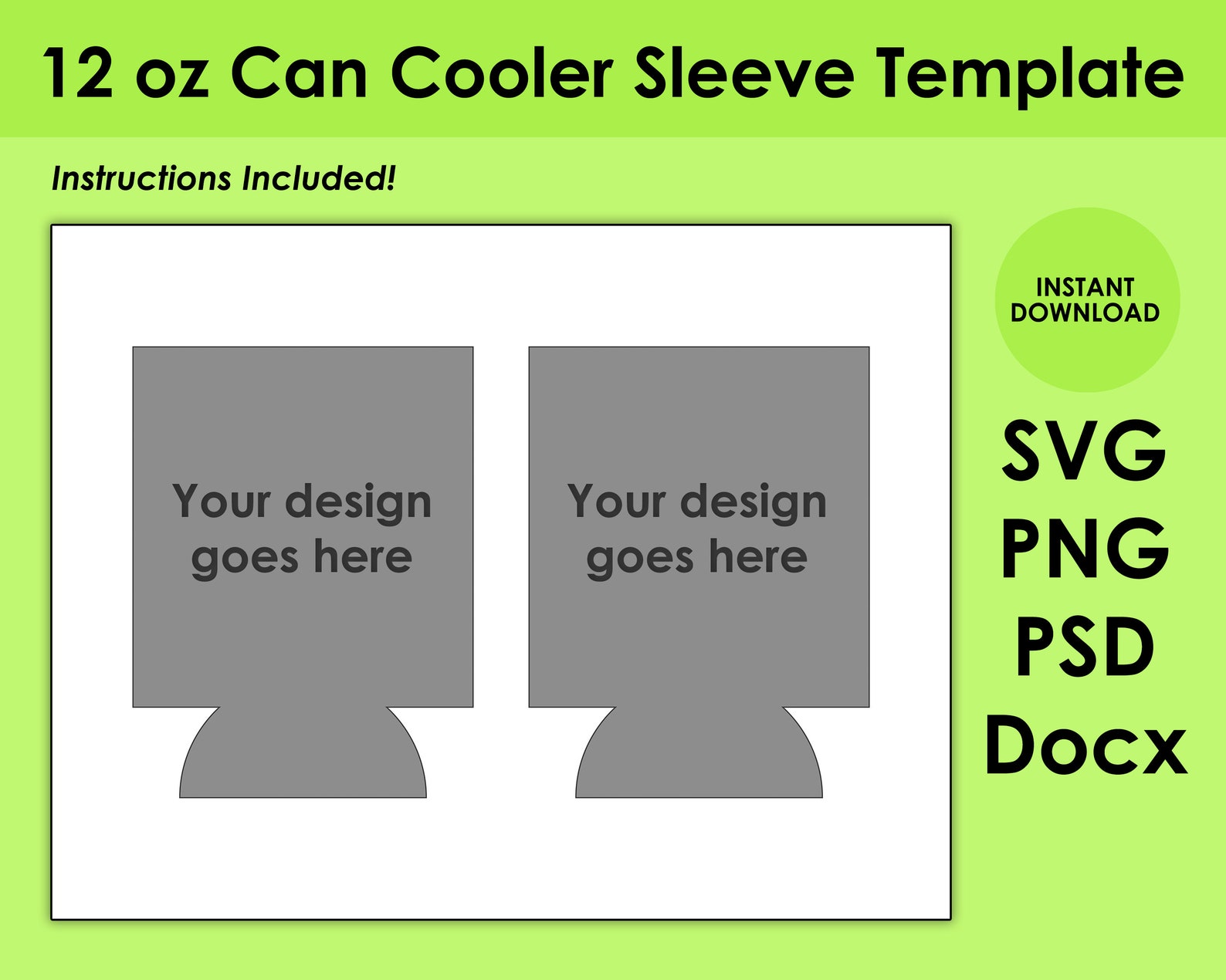 12oz Can Cooler Sleeve Template 8.5x11 Sheet SVG, PNG, PSD and Docx - Etsy