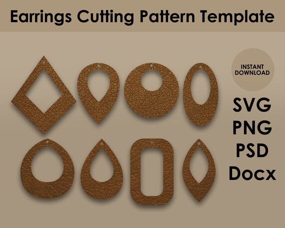 Earrings SVG Cutting Pattern Template PNG PSD and DOCx | Etsy
