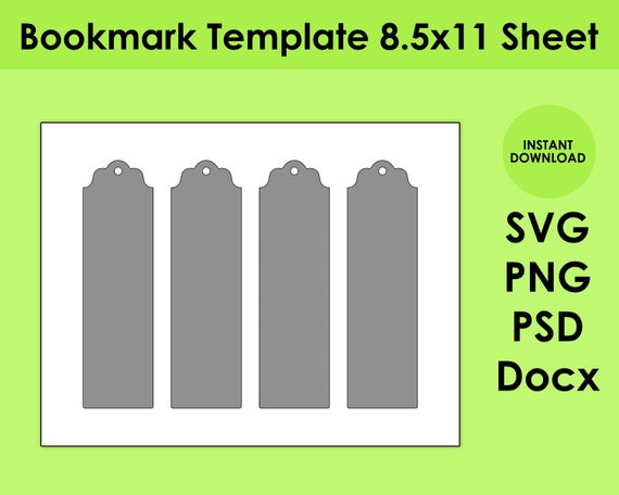 Bookmark Template 8.5x11 Sheet SVG PNG PSD and Docx - Etsy