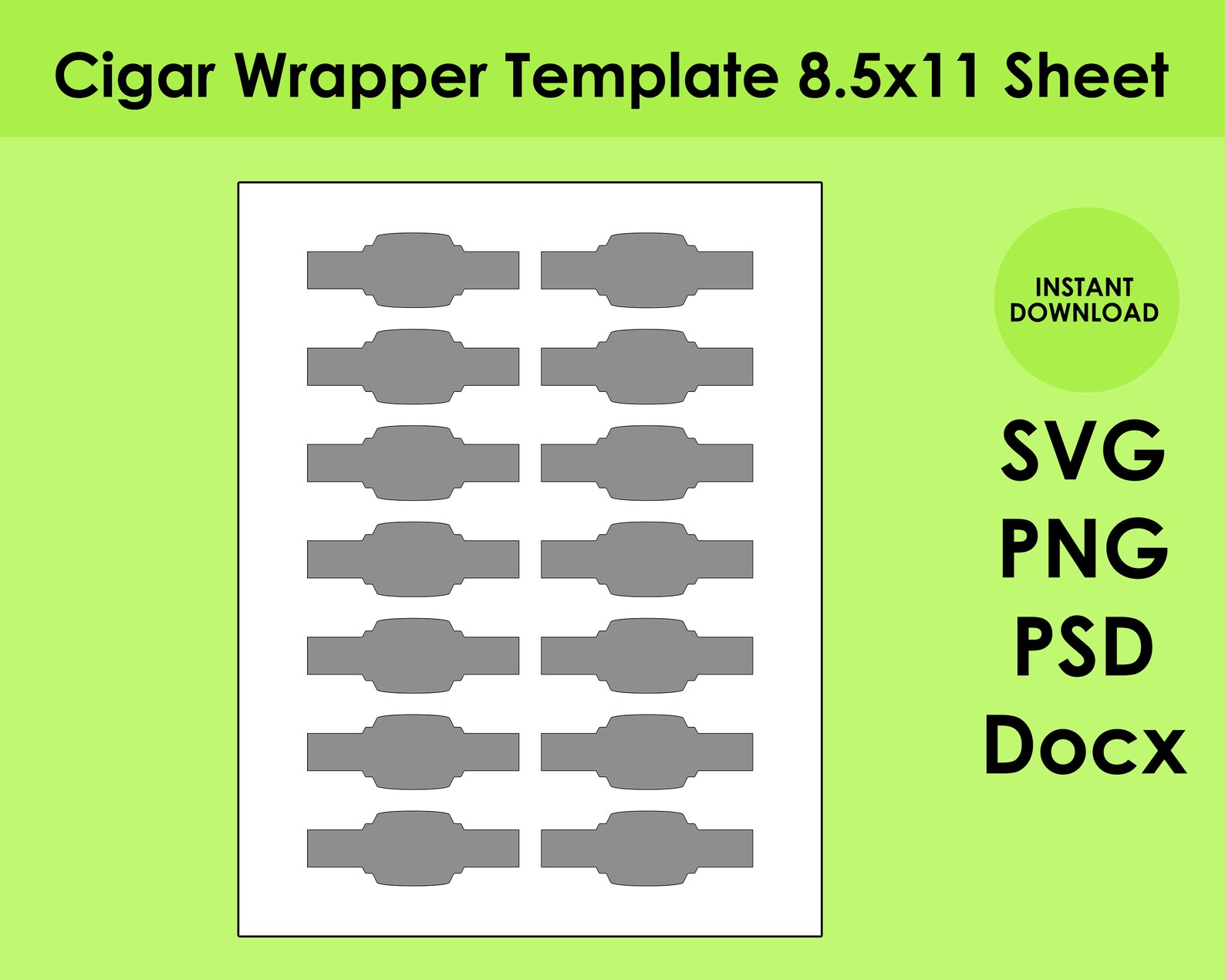 Cigar Wrapper Template 8.5x11 Sheet SVG, PNG, PSD and Docx - Etsy