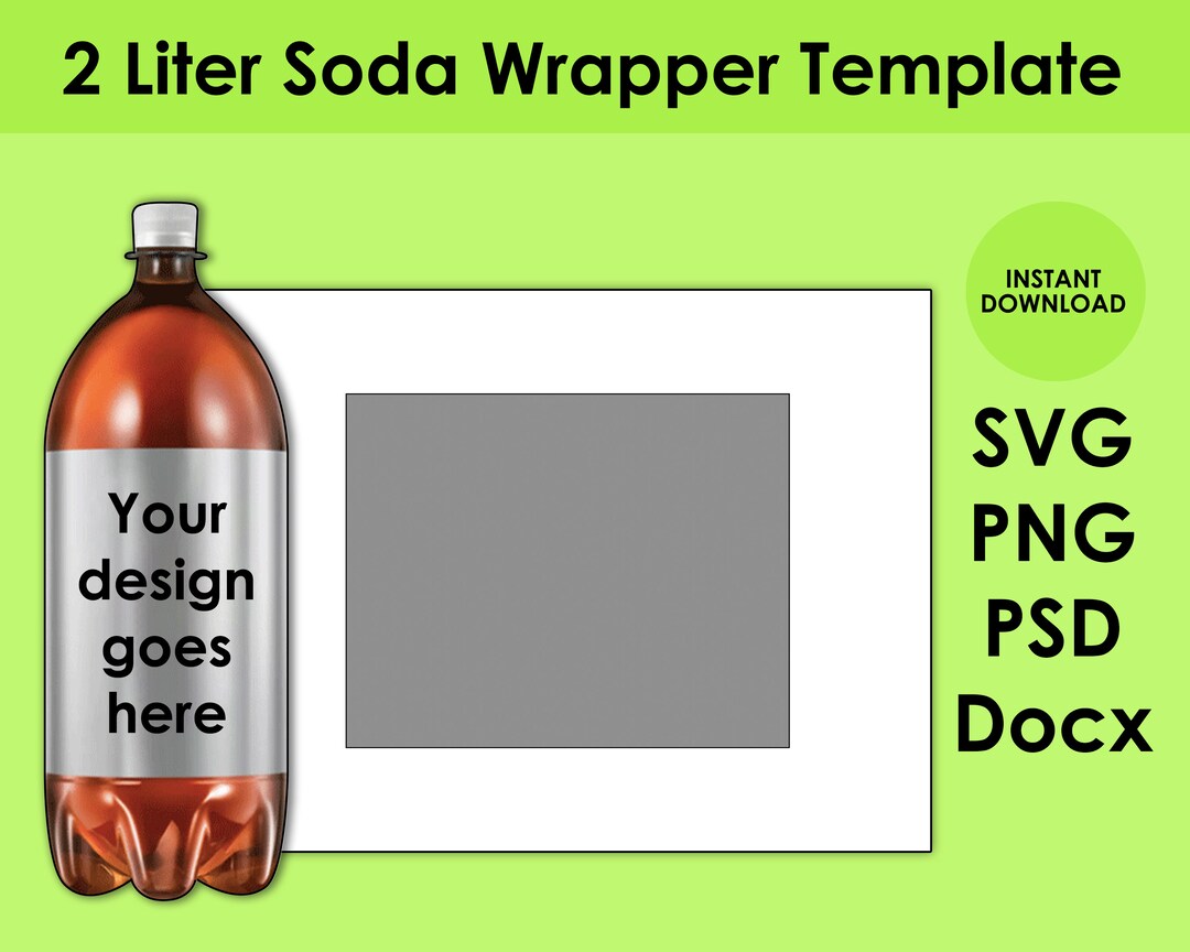 2 Liter Soda Wrapper Template 8.5x11 Sheet SVG, PNG, PSD, and Docx - Etsy