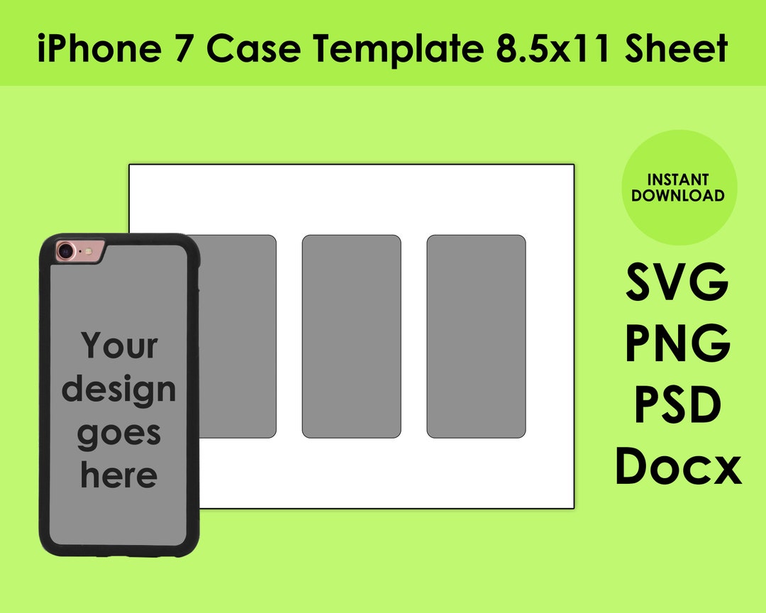 IPhone 7 Case Template for Sublimation 8.5x11 Sheet SVG, PNG, PSD and ...
