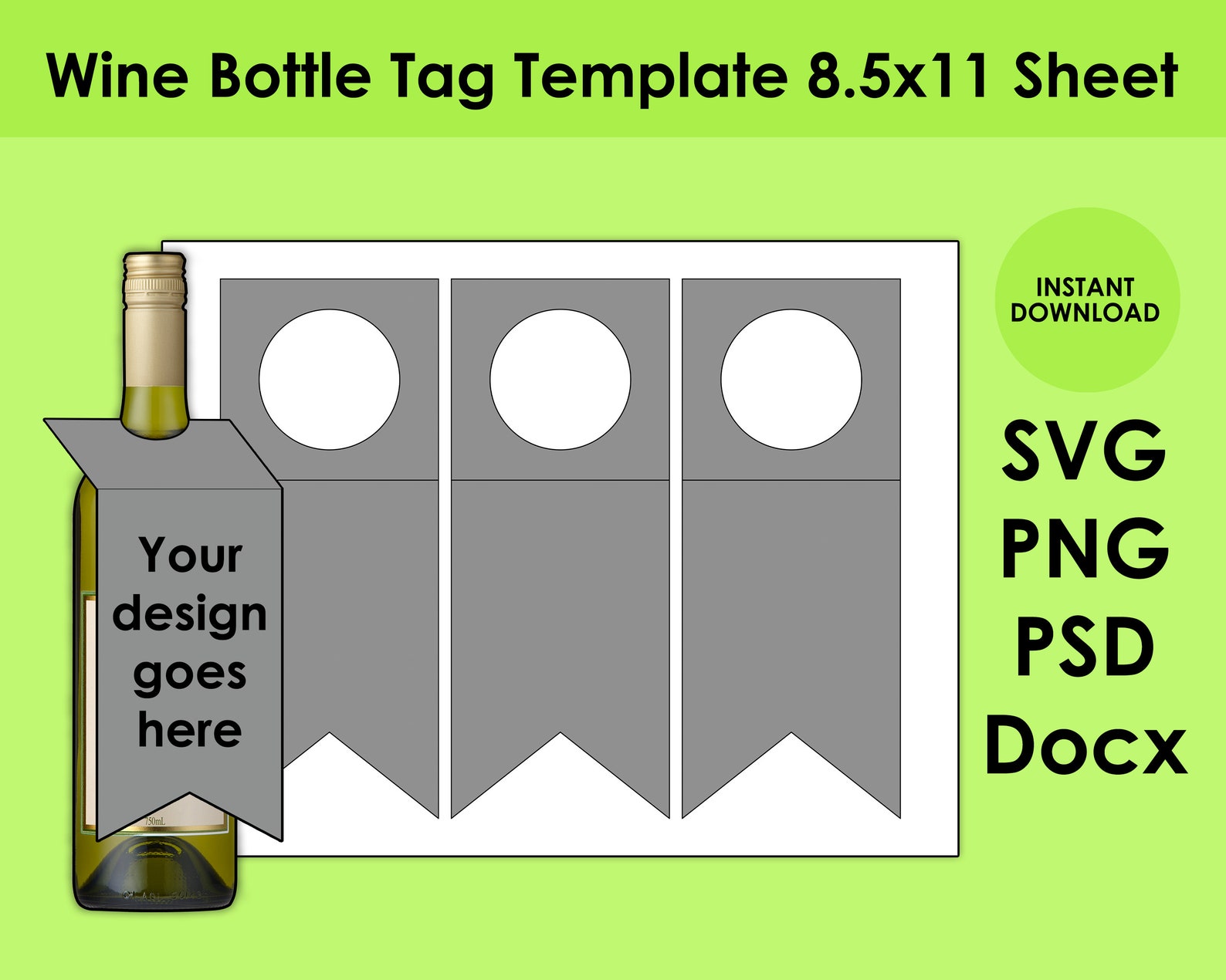 Wine Tag Template 8.5x11 Sheet SVG PNG PSD and Docx - Etsy Canada